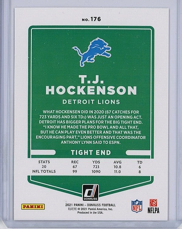 2021 Donruss Press Proof Red #176 T.J. Hockenson - Detroit Lions - MINT ...