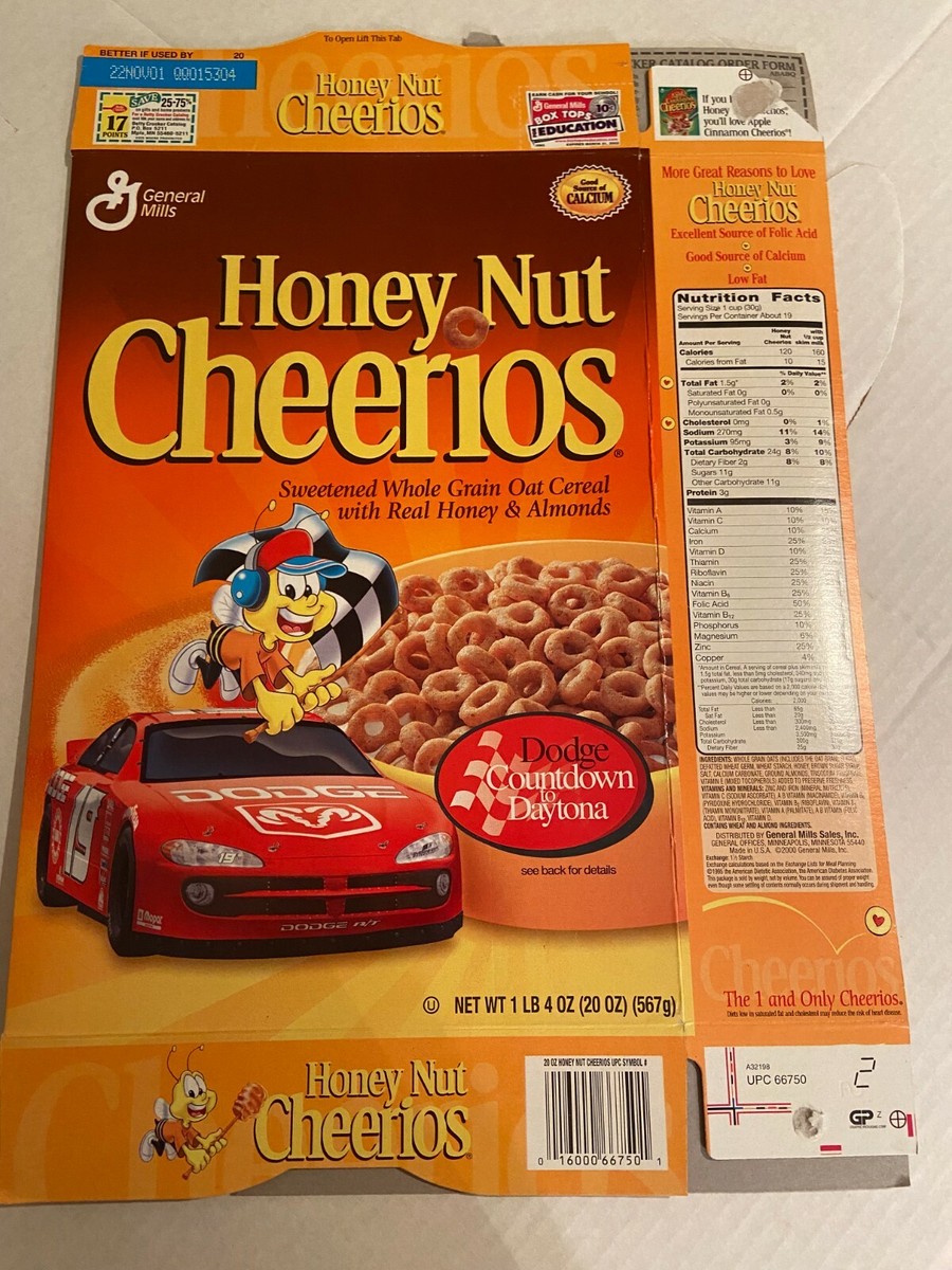 Cheerios Box Back General Mills Honey Nut Cheerios Cereal, Bowl Pak, 1
