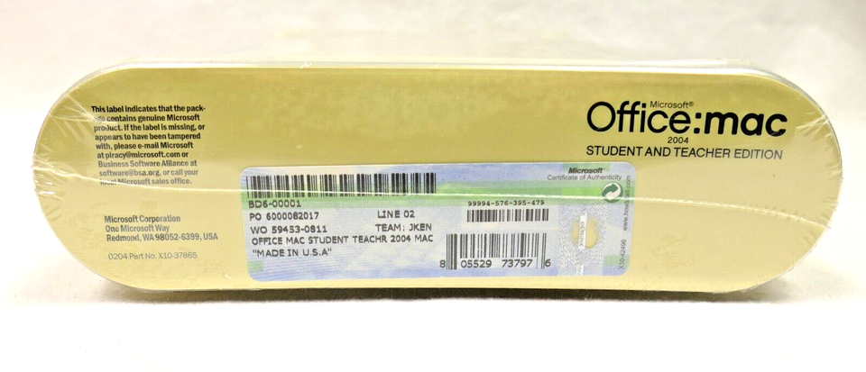 Microsoft Office: Mac 2004 Student & Teacher Edition 3 Keys - New ...