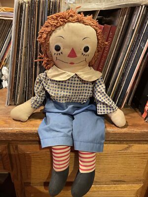 Georgene 1940’s Raggedy Ann Doll 21 Inch Tall Gingham Top Blue Bottom ...