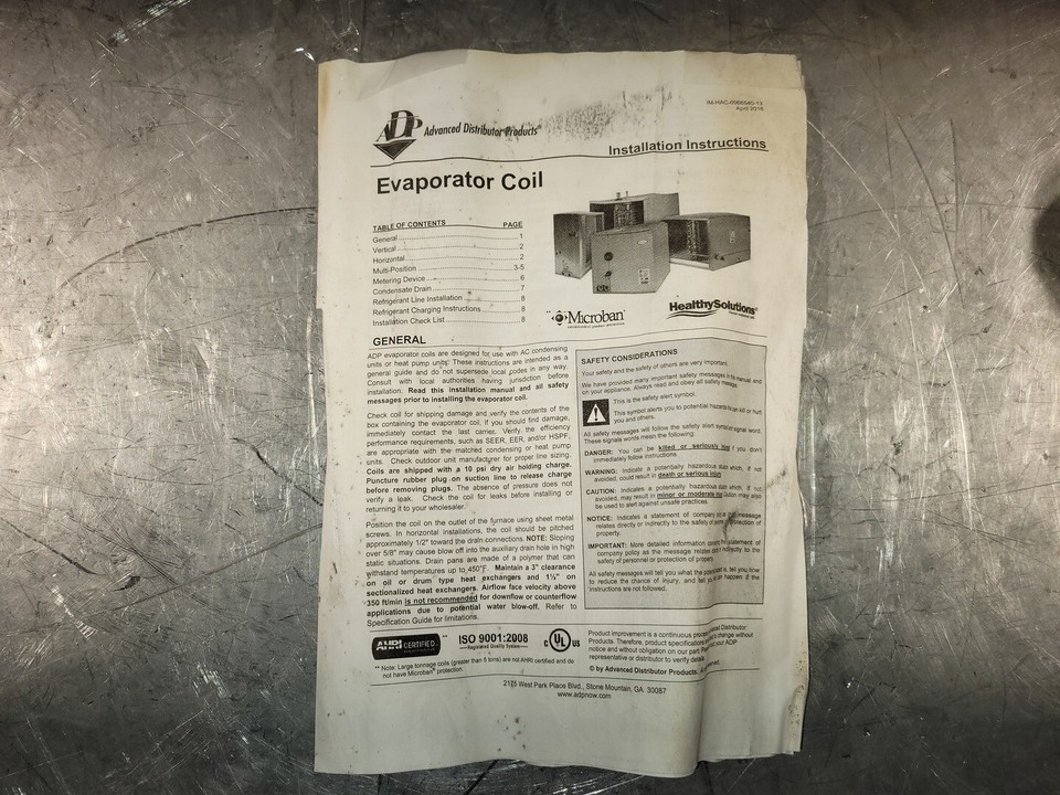 ADP Evaporator Coil HE33136A170A000467 | eBay