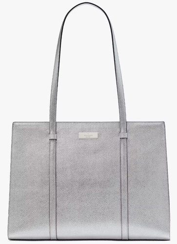 Kate Spade Kenzie Large Tote Bag KI965 Metallic Silver Purse NWT $359 ...