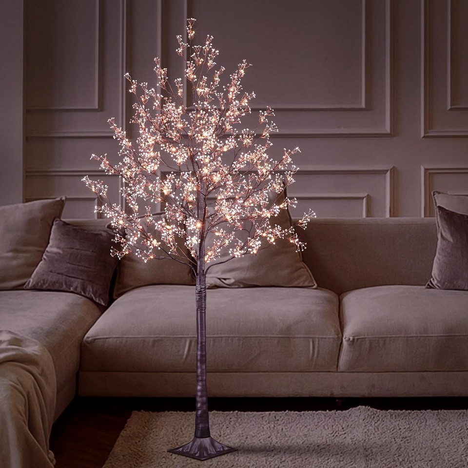 Lightshare Lighted Gypsophila Tree 6FT 176 LED Artificial Baby Breath ...