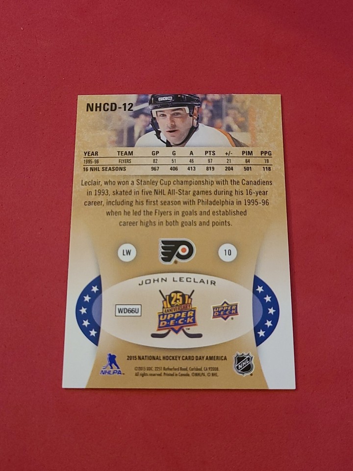 2015 John LeClair Upper Deck National Hockey Card Day #NHCD-12 | eBay