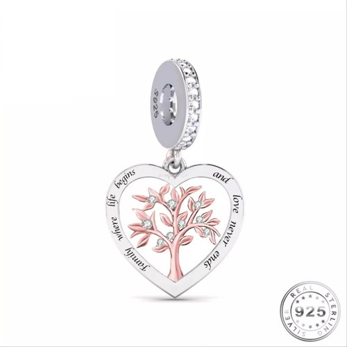 Family Tree Charm Genuine 925 Sterling Silver & Rose Gold - Birthday ...