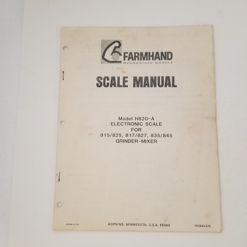 Farmhand Scale Manual Model H820-A, Electronic Scale for Grinder Mixer ...