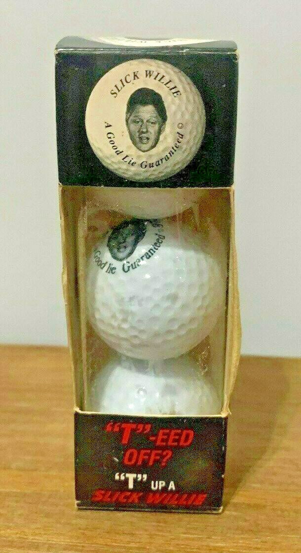 Vintage Unique Pack of 3 Bill Clinton Slick Willie Golf Balls Sleeve ...
