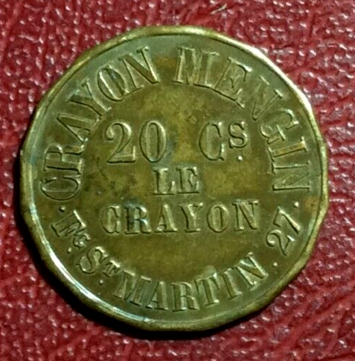 France Crayon Mengin 20 Centimes 1850–1864 25 Faubourg St Martin coin ...