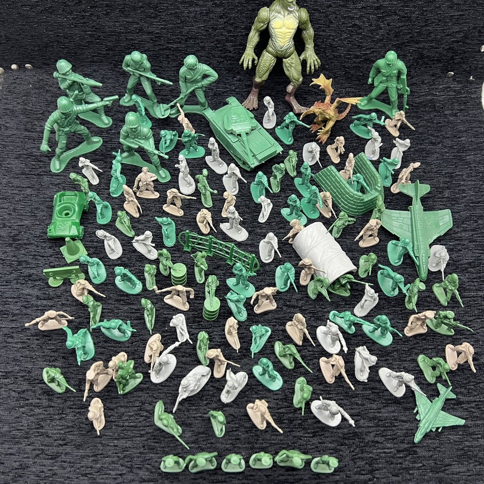 Vintage Army Men Small Soldiers Miniature War Toy Plastic Lot Set Of ...