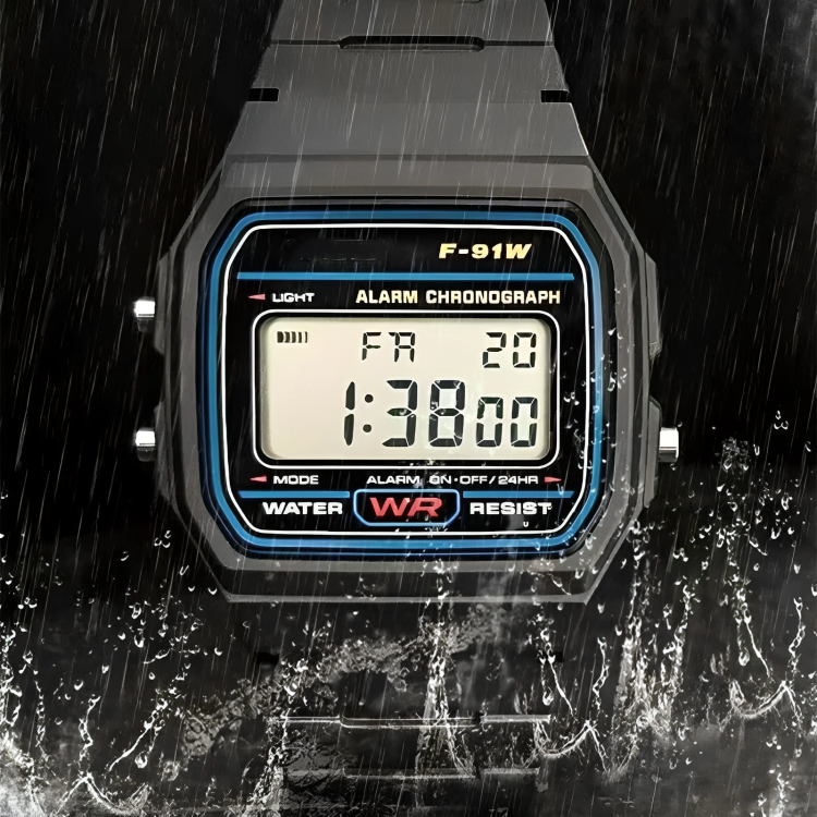 New Classic Digital Watch F91 Water Splush F91 Look with Resin Strap in Black UK | eBay UK