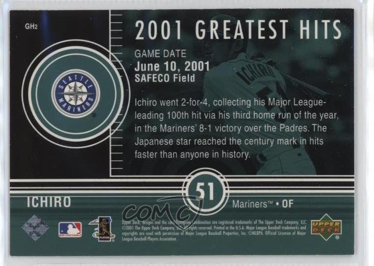 2002 Upper Deck 2001's Greatest Hits Ichiro Suzuki #GH2 HOF | eBay