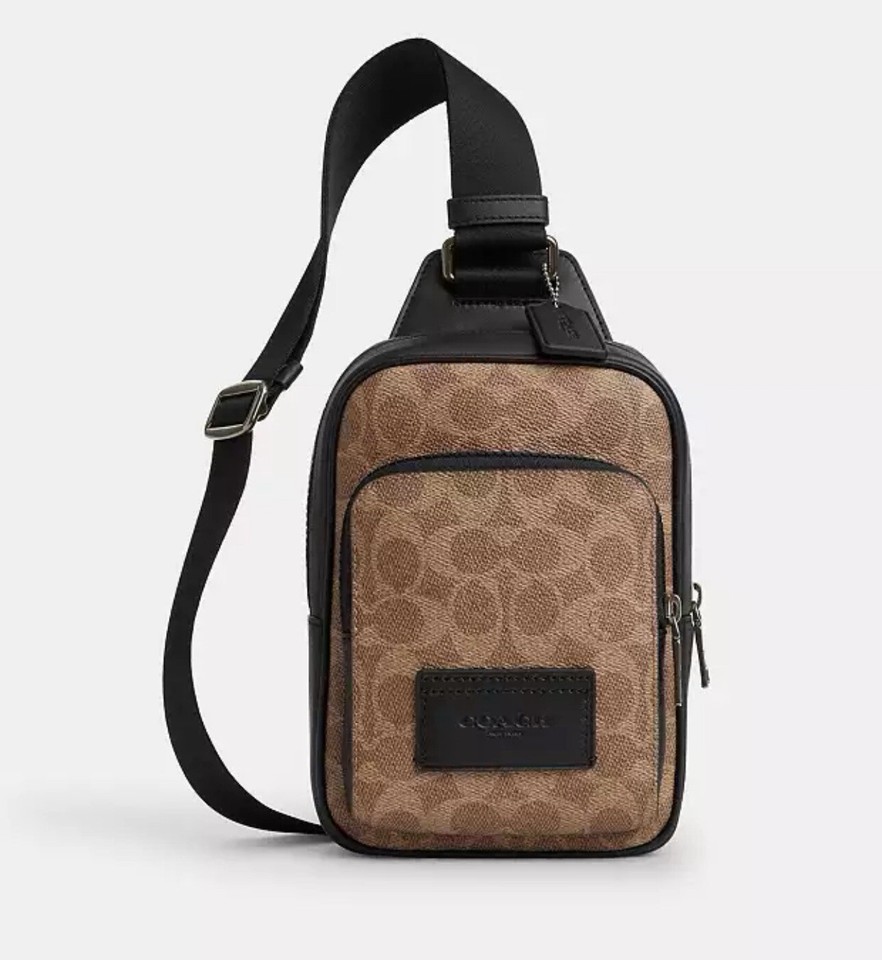 Coach Racer Sling Pack in Signature Canvas & leather Charcoal Black ...