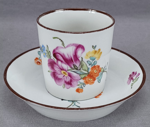 18th Century Limbach Germany Hand Painted Floral Coffee Cup & Saucer C ...