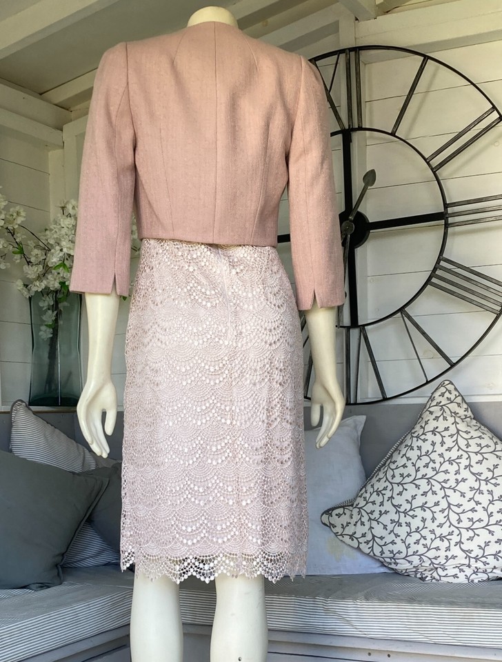 Phase Eight Tailored Pink Lace Dress with Linen Bolero Jacket Wedding ...