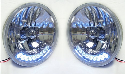 7" SNAKE EYE Street Hot Rat Rod H4 Headlights w/ LED Turn Signals | eBay