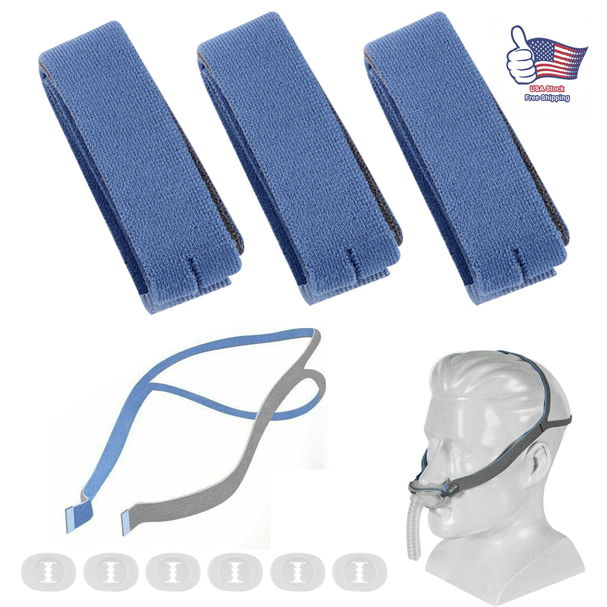 3 Pack Replacement Headgear strap for ResMed Airfit P10 Nasal Pillow ...
