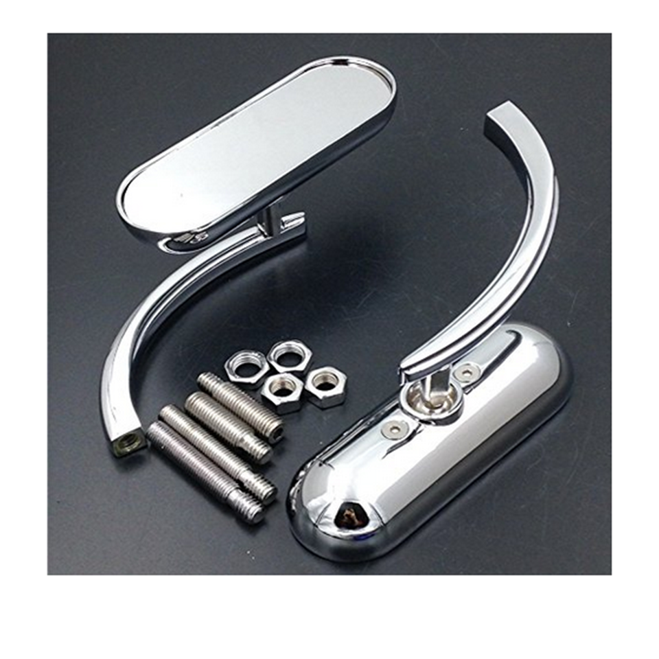 Chrome Custom Mini Oval rear view Mirror Harley Sportster Dyna Softail ...
