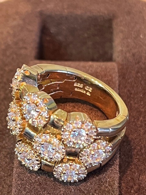 Sonia Bitton for Brilliante Gold-Tone Cubic Zirconia Flex Ring size 5 ...