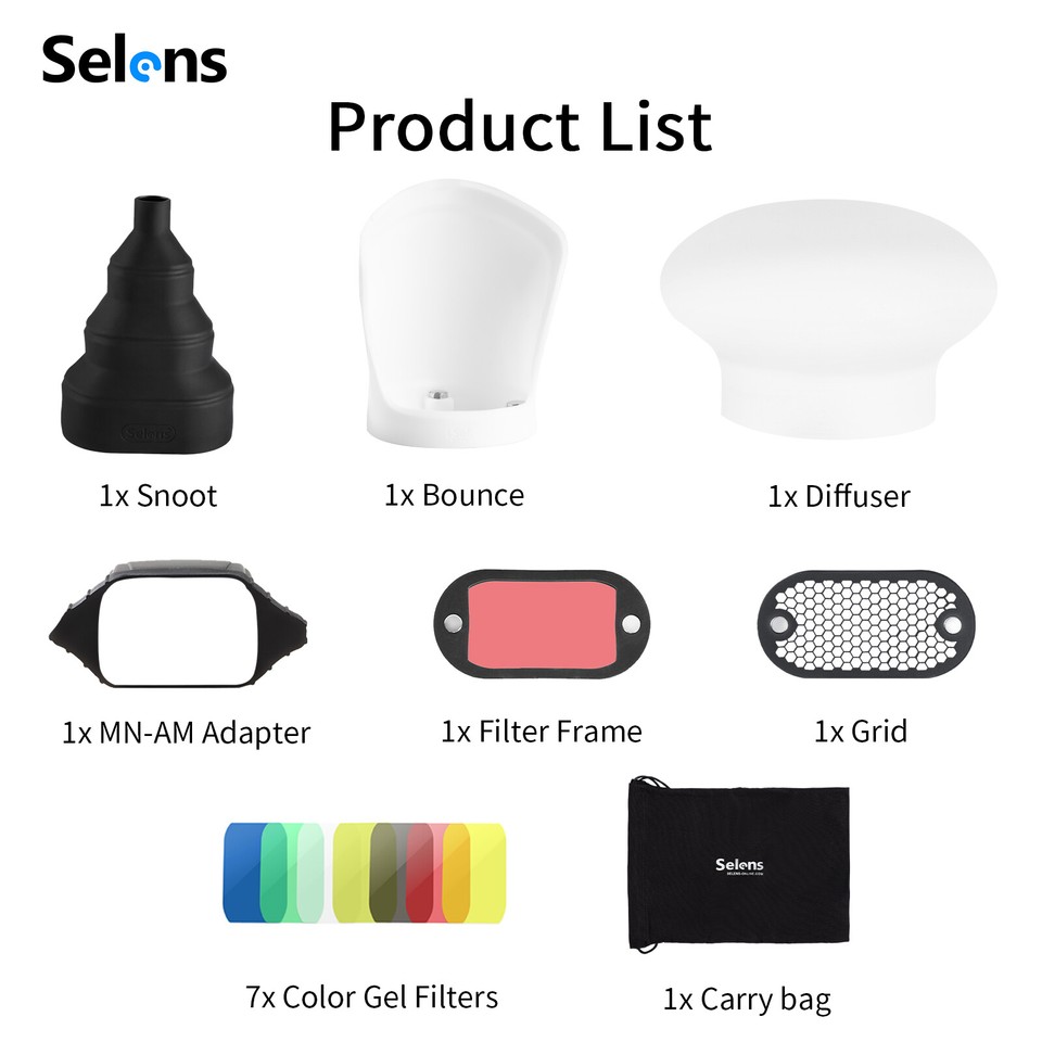Selens 4in1 Magnetic Speedlite Flash Modifier Sphere Diffuser Filter ...