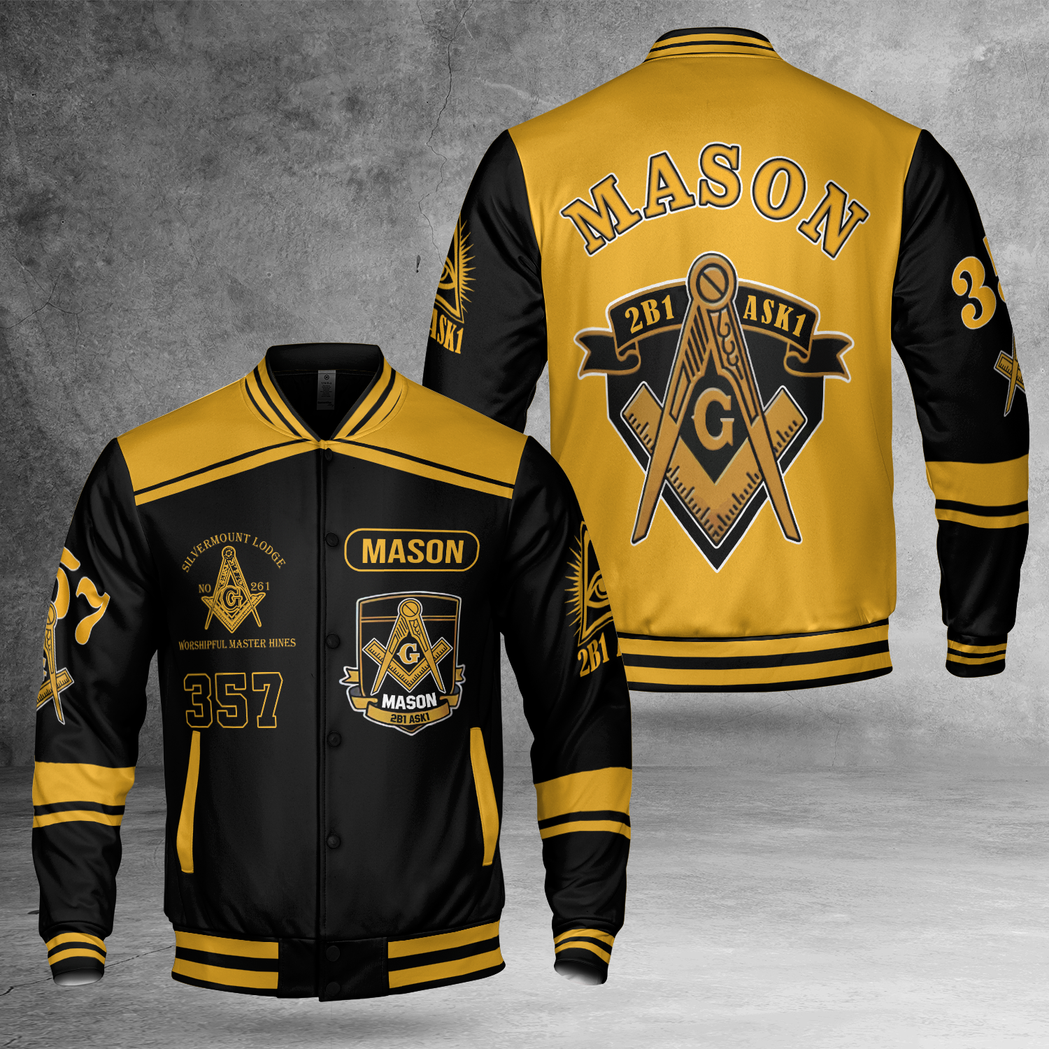 Custom Name Freemason 357 AB1 Ask1 Mason 3D Baseball Jacket Size S-5XL ...