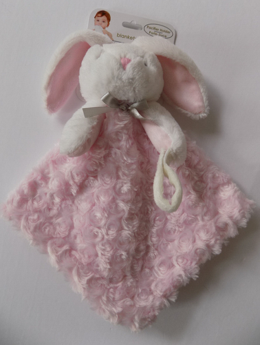 NEW Blankets & Beyond Pink White Bunny Rabbit Nunu Pacifier Holder ...