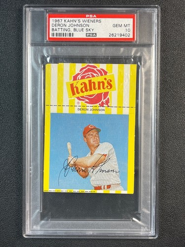 POP 1! 1967 KAHN'S WIENERS BASEBALL DERON JOHNSON PSA 10 BATTING BLUE ...