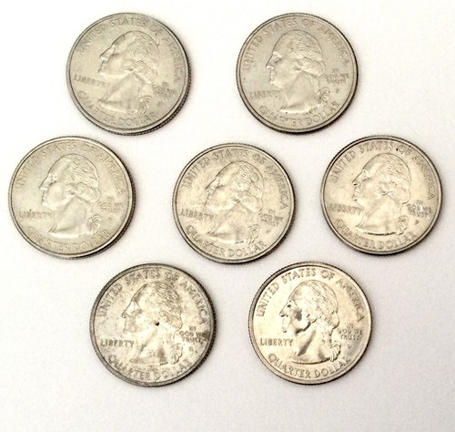 SEVEN STATE QUARTERS 5-2005 P ERROR MINNESOTA (EXTRA TREE) & 2-2004 D ...