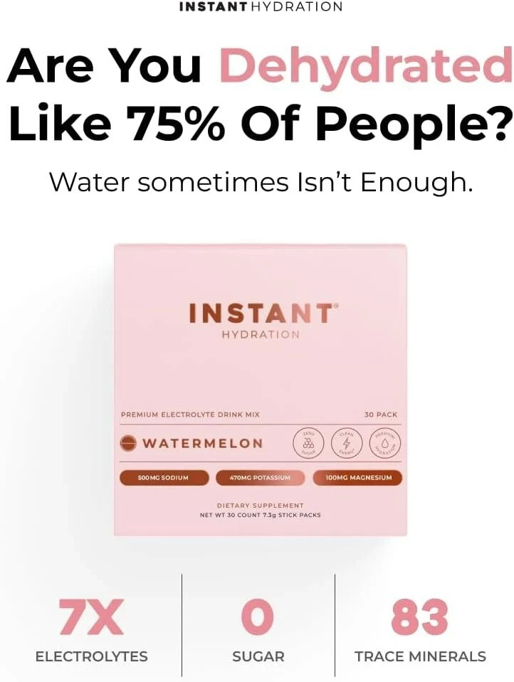Instant Hydration Electrolyte Powder Packets | Watermelon Flavor – 30 ...