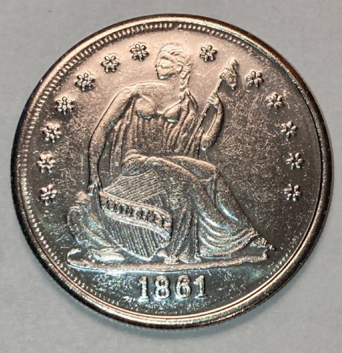 1861 HALF DOLLAR RESTRIKE COIN CONFEDERATE STATES OF AMERICA CIVIL WAR ...