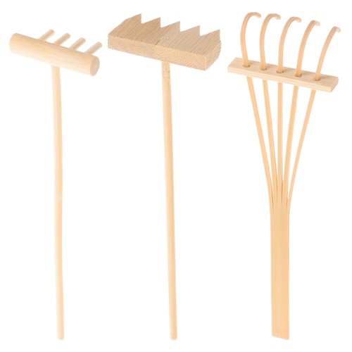 3 Pcs Garden Sand Rake Tabletop Table Zen Garden Rake Wood Moss Rakes ...