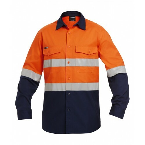 King Gee Workcool 2 Hi-Vis Reflective Spliced Shirt Long Sleeve (K54880 ...