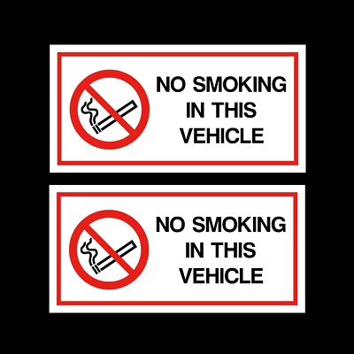 2x No Smoking in This Vehicle Stickers 120x60mm - Car Van Taxi HGV ...