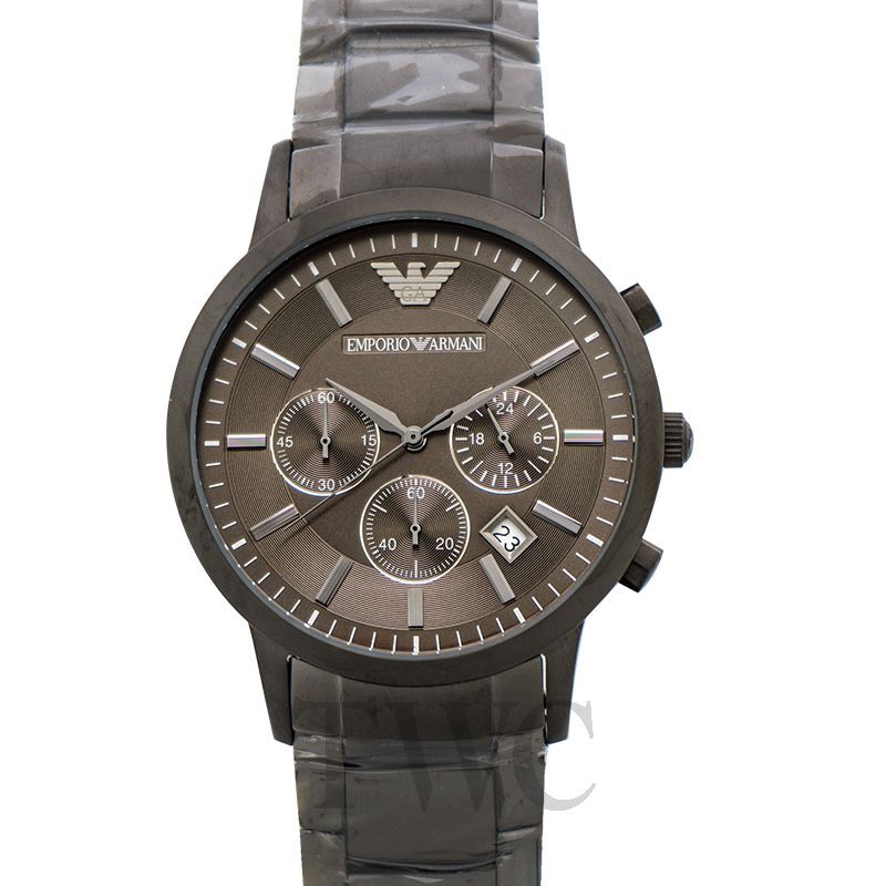 NEW GENUINE EMPORIO ARMANI AR2454 GREY STAINLESS STEEL MENS CHRONOGRAPH ...