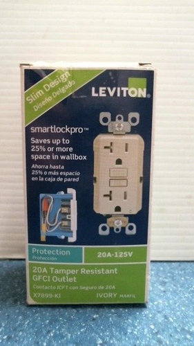 Leviton 20A Tamper Resistant GFCI Outlet Slim Design Ivory (X7899-KI ...