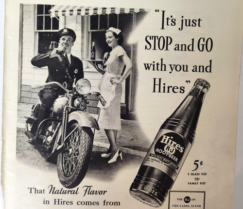 Harley Davidson Motorcycle Cop Hires Root Beer Vtg 1937 Drink Ad Soda ...