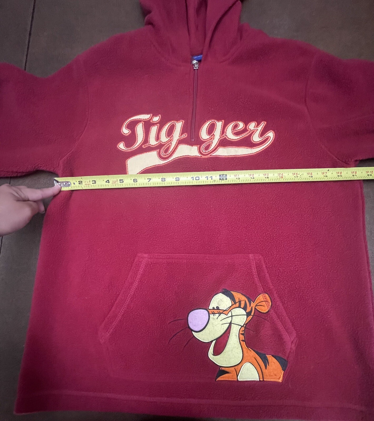 Disney Tigger Fleece Hoodie Rare Vtg Cartoon Y2K Red… - Gem