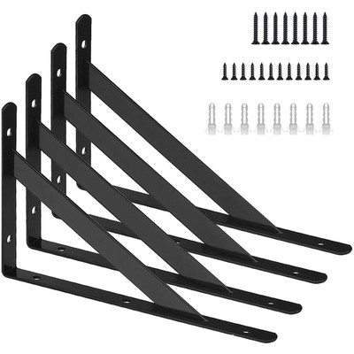 6 Inch Shelf Brackets, 4 Pack Heavy Duty L Brackets for Shelves, 90 ...
