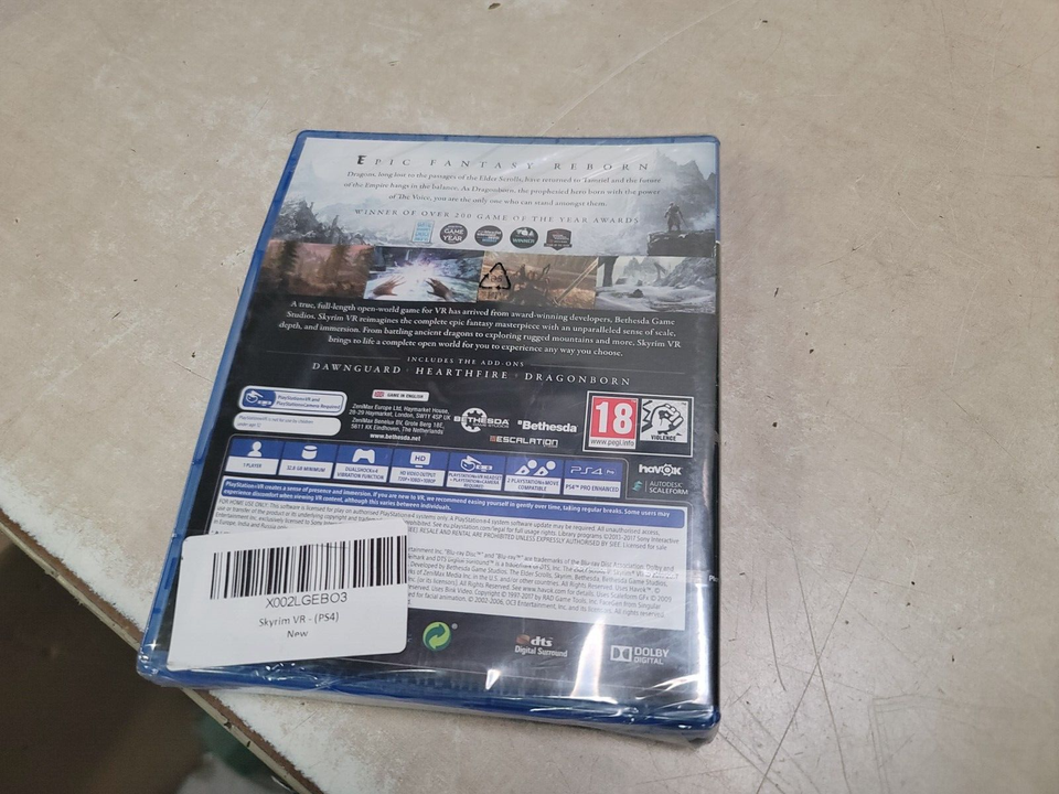 The Elder Scrolls V Skyrim PS4 PSVR Still Factory Sealed PEGI 18 region ...
