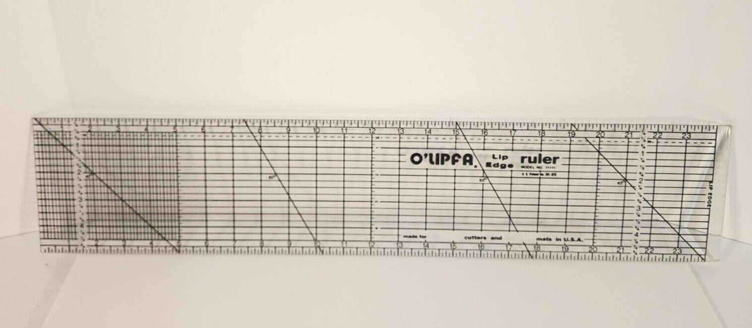 VTG O’Lipfa Lip Edge RULER Model #11111 24”x5” Olfa Cutters & Mats ...