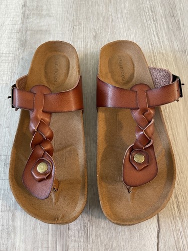 Maurices Gizeh Style Cork Footbed Summer Sandals Size 6.5 Slides Brown ...