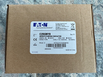 NEW in Box EATON C25GNY8 Definite Purpose Contactors Non-Reversing 3P ...