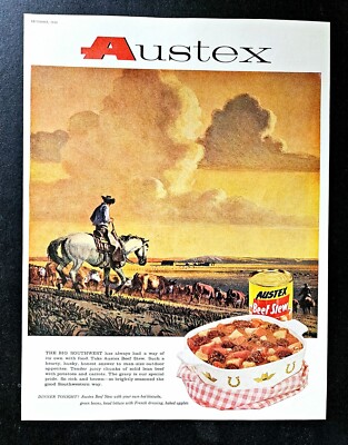 Austex Beef Stew ad original vintage 1959 canned stew advertisement | eBay