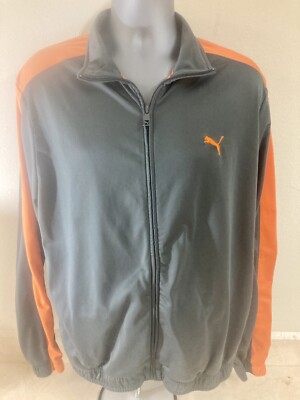 Puma Black Gray Orange Full Zip Track Jacket Men’s Size XL Pockets Logo ...