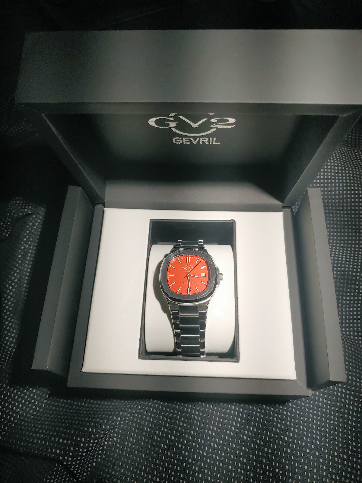 Gv2 By Gevril Men's 18112B Potente Swiss Automatic Red Dial Steel Date ...