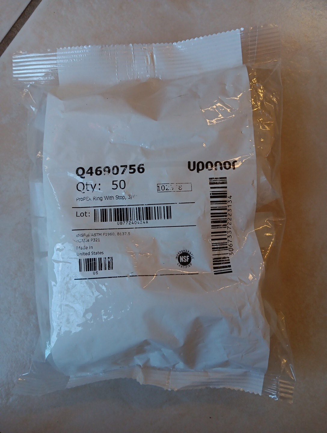 Uponor ProPEX Ring with Stop Three Quarter Inch - Pack of 50 Q4690756 ...