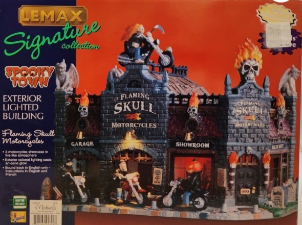 LEMAX Flaming Skull Motorcycles Halloween Village Piece-2009 | eBay