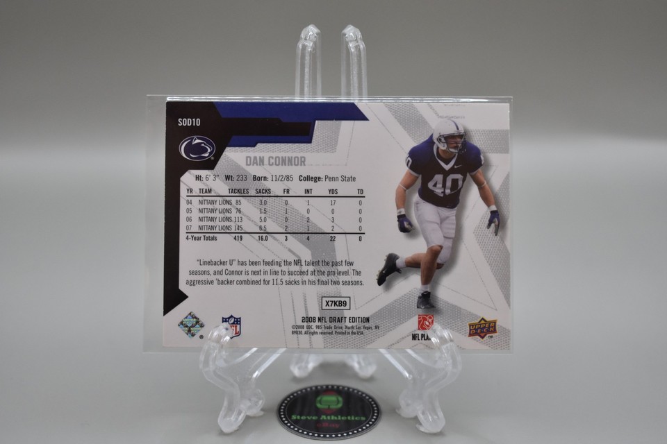 Dan Connor Panthers 2008 Upper Deck Draft Edition Stars Of The Draft RC ...