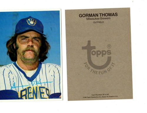 1980 GORMAN THOMAS TOPPS BASEBALL LARGE CARD 5 x 7 MILWAUKEE BREWERS 30 ...