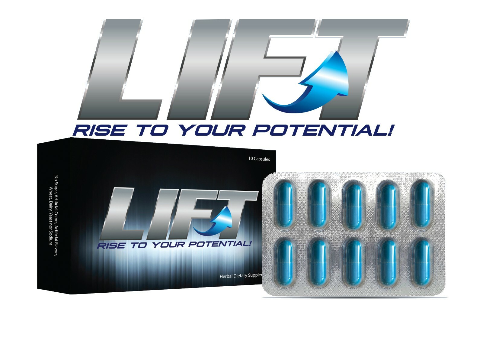 LIFT Rise to Your Potential Herbal Dietary Supplement - 10 Capsules for ...