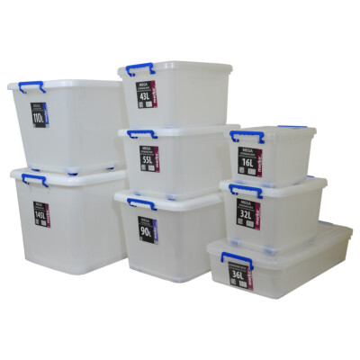 Storage Boxes Large Heavy Duty Plastic Stacking Lockable Container with ...